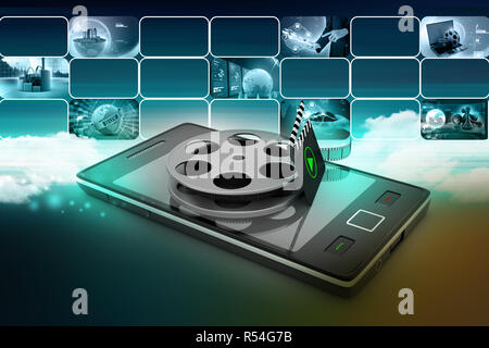 Smart phone with reel Stock Photo - Alamy
