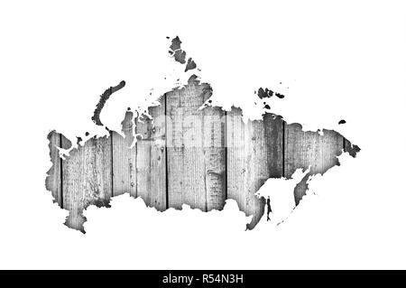 Map of Russia on weathered wood Stock Photo - Alamy