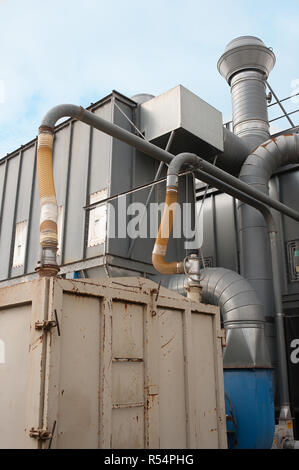 Industrial factory air filtration system. Tubes, tank and chimney Stock ...
