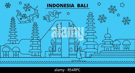 Bali silhouette skyline. Indonesia - Bali vector city, indonesian ...