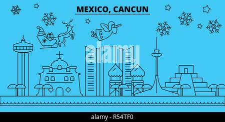 Cancun silhouette skyline. Mexico - Cancun vector city, mexican linear ...