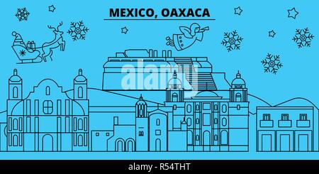 Mexico, Oaxaca line travel skyline set. Mexico, Oaxaca outline city ...