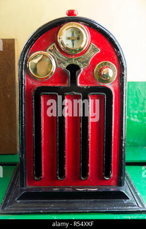 Railway lines signals and signal box in early morning mist at Havant ...