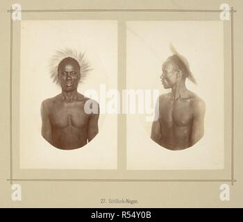 SUDAN North East Africa Shilluk tribes people gathered in a circle ...