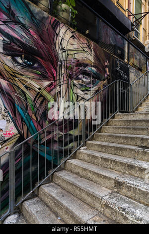 Graffiti in Sheung Wan, Hong Kong, by graffiti artist Kidult Stock ...