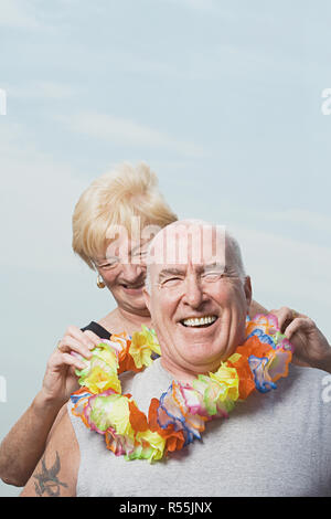 Photo of sweet funny retired woman wear blue sweater chatting modern ...