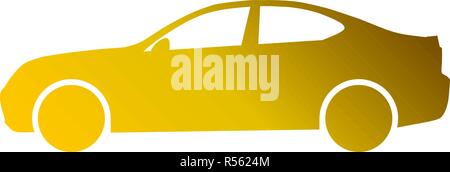 Car symbol icon - golden gradient, 2d, isolated - vector illustration ...