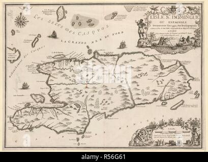 French map of Hispaniola by Nicolas de Fer Stock Photo - Alamy