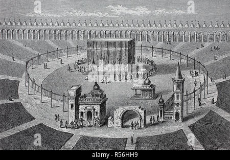 The Kaaba in Mecca, Saudi Arabia, historic woodcut, 1870 Stock Photo ...