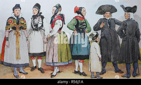 fashion, traditional costumes, Germany, Hesse, girl in traditional ...