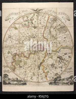 Fairburn's map of the country twelve miles round London , London ...
