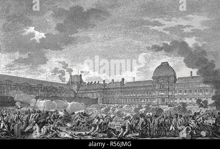 The attack of the Tuileries Palace, Palais des Tuileries August 10 ...