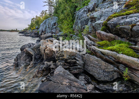 Precambrian shield rock along shoreline of Georgian Bay; Chikanishing ...