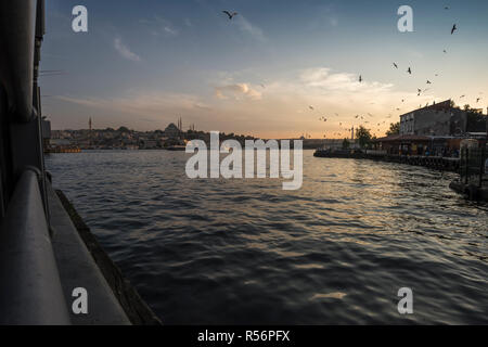 The Istanbul skyline at dusk as seen from the Galata Tower Stock Photo ...