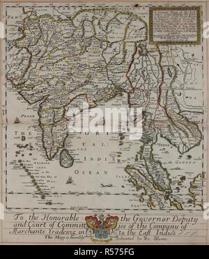 17th century Map of Asia, East Indies - India Orientales Stock Photo ...