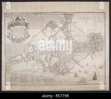 18th century Map of the town of Boston Stock Photo - Alamy