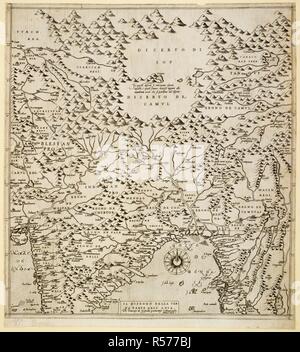 Giacomo Gastaldi, Il disegno della terza parte dell'Asia Stock Photo ...