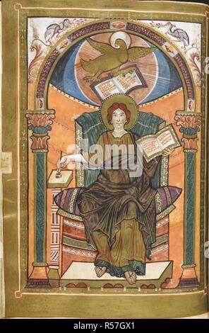 Miniature of an Evangelist portrait of John, 1st quarter of the 9th ...
