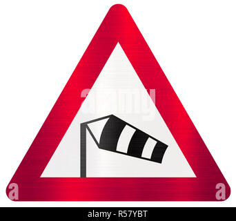 Warning sign with crosswinds symbol Stock Photo - Alamy