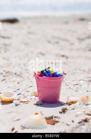 bucket full of wooden multicolored letters Stock Photo - Alamy
