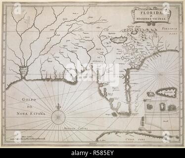 18th century Map of Florida, America Stock Photo - Alamy