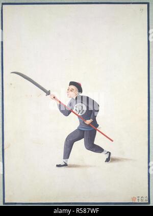 A soldier. A volume of Chinese drawings representing Chinese. China, c ...