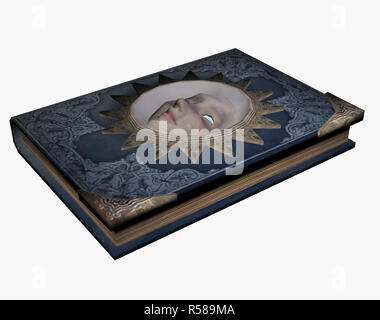 spellbook with face released Stock Photo - Alamy