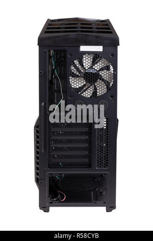 Empty black computer case, midi tower for micro ATX motherboard and ATX ...