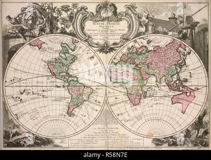 18th century Map of the World, Mappe Monde du Globe Stock Photo - Alamy