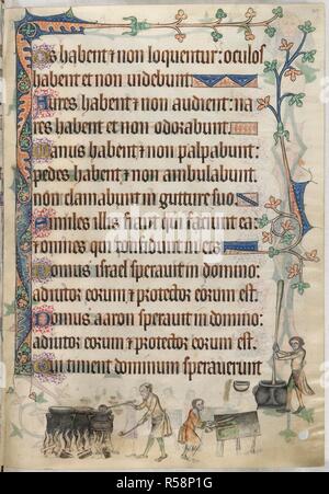 Luttrell Psalter - 'Sir Geoffrey Luttrell at table' Stock Photo - Alamy