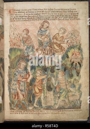 The sacrifices of Cain and Abel, Whole folio Upper part of drawing ...