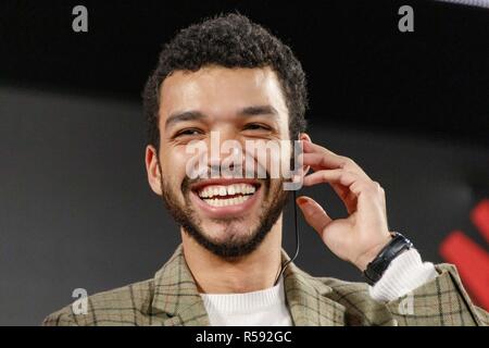 American actor Justice Smith attends a press conference for new movie ...