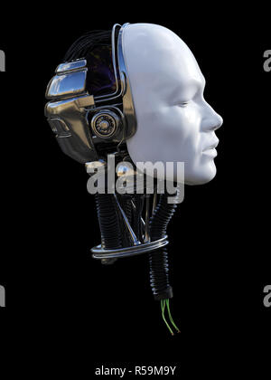 Robotic head in profile, 3d illustration Stock Photo - Alamy