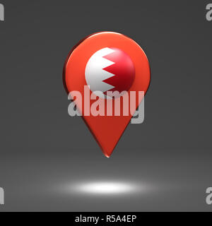 Bahrain map pin flag icon. Bahraini pennant map marker on a metal ...
