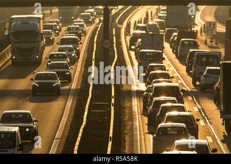 Heavy morning city traffic/congestion concept - cars going very slowly ...