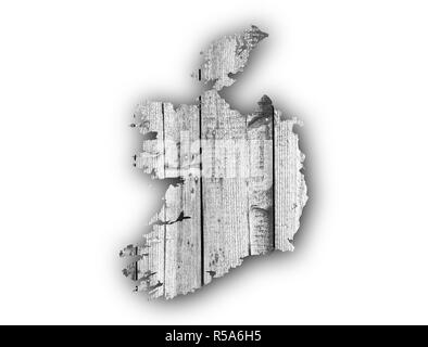 Map of Ireland on weathered wood Stock Photo - Alamy