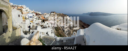 The Santorini island volcanic caldera, as seen from the picturesque ...