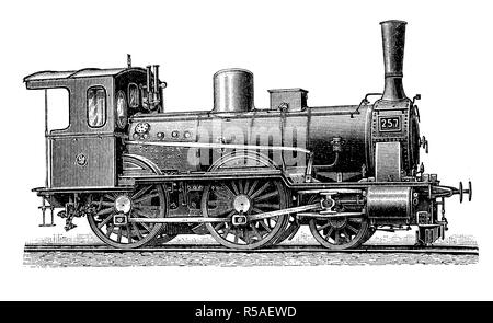 transport / transportation, railway, Prussian steam locomotive, built ...