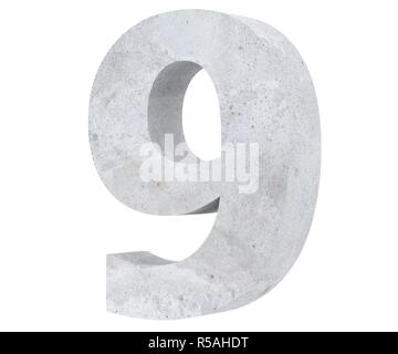 3D rendering concrete number 9 nine. 3D render Illustration Stock Photo ...