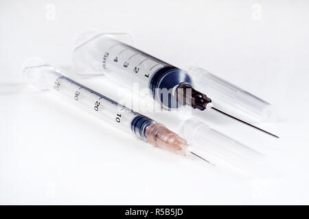 Disposable syringe. Plastic insulin syringe. The insulin syringe with ...