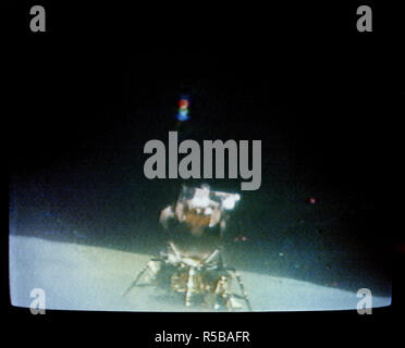 Apollo 16 Lunar Module Ascent Stage Rises Above the Moon Stock Photo ...