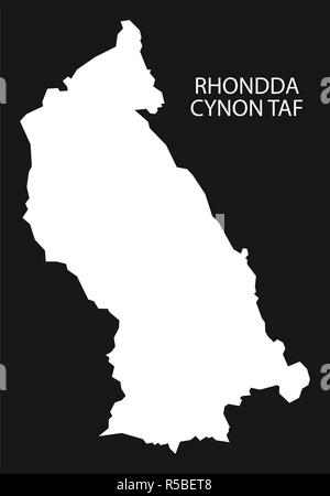Rhondda Cynon Taf, region of Wales - Great Britain. Grayscale elevation ...