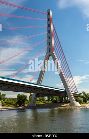 Rhine River, Dusseldorf, Germany. Flehe Bridge, Carrying Motorway A46 ...