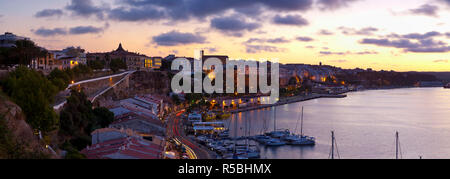 Mahon harbor at night - Menorca, Spain Stock Photo - Alamy