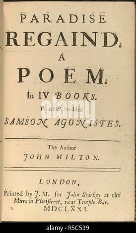 Milton a poem, page 1 Stock Photo - Alamy