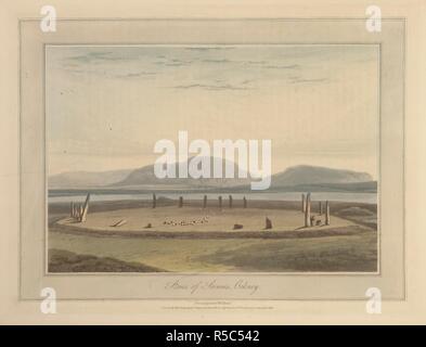 A 19th century engraving of the Stennis Standing Stones, Pomona ...