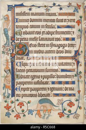 Psalm 81; grotesques, Whole folio End of Psalm 80. Psalm 81 beginning ...