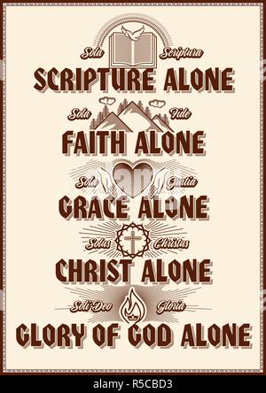 Soli Deo Gloria Christian vector calligraphy lettering text. Glory to ...