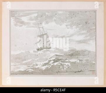 The Resolution, Captain Cook's ship, in the Antarctic circle. Engraving ...