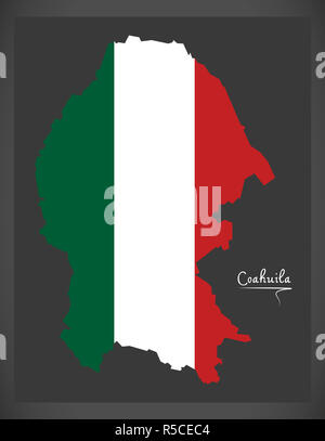 Modern Map of Coahuila Mexico State with Borders Stock Photo - Alamy